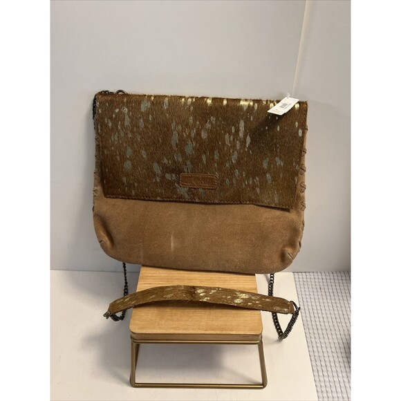 Jane Marie | Bags | Jane Marie Bessie Crossbody Gold Foil Hairon Suede ...